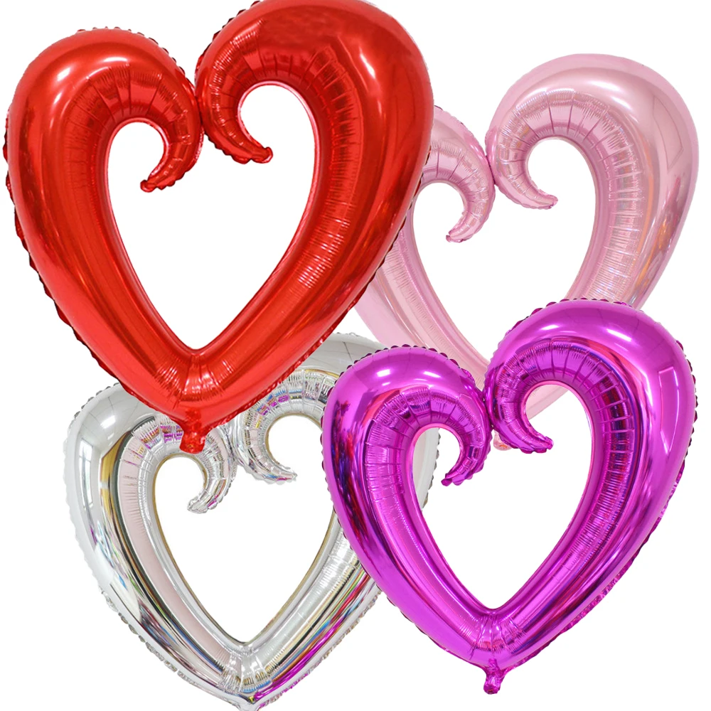 5Pcs Giant Foil Heart Balloon Romantic 40Inch Hook Heart Shaped Balloon ...