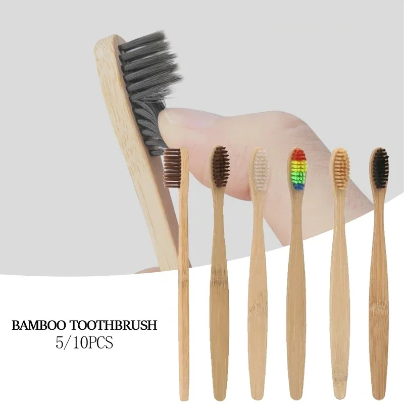 5-10PCS-Eco-friendly-Color-Toothbrush-Natural-Bamboo-Toothbrush-Set ...