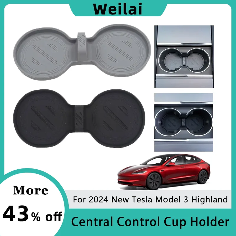 For-Tesla-Model-3-2024-Water-Cup-Holder-Mats-Drink-Non-slip-Coaster ...
