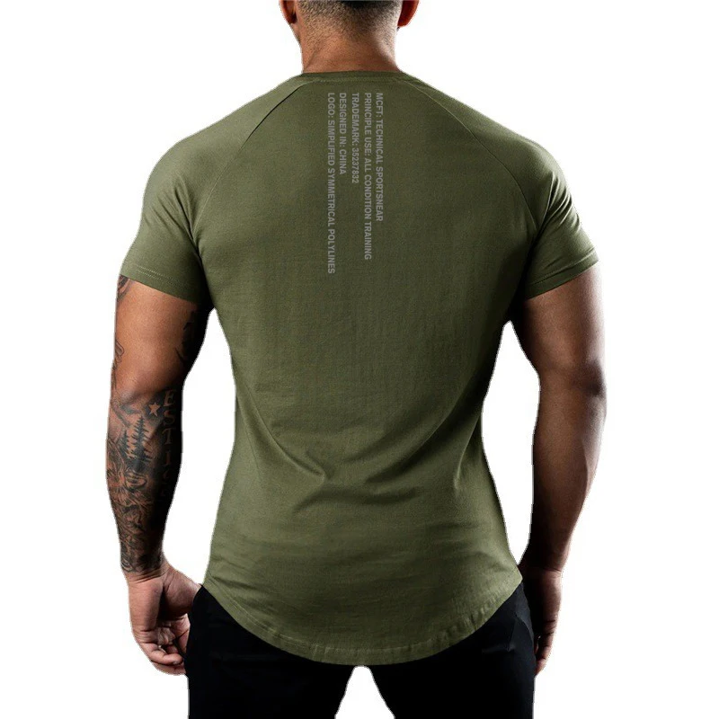 Back-Neck-Letter-printed-Running-T-shirt-Summer-GYM-Half-Sleeve-Men-s ...