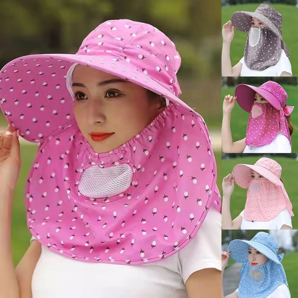 Women Wide Large Brim Shawl Bucket Hat Summer Outdoor Neck Uv Protection Hiking Ladies Hats ...