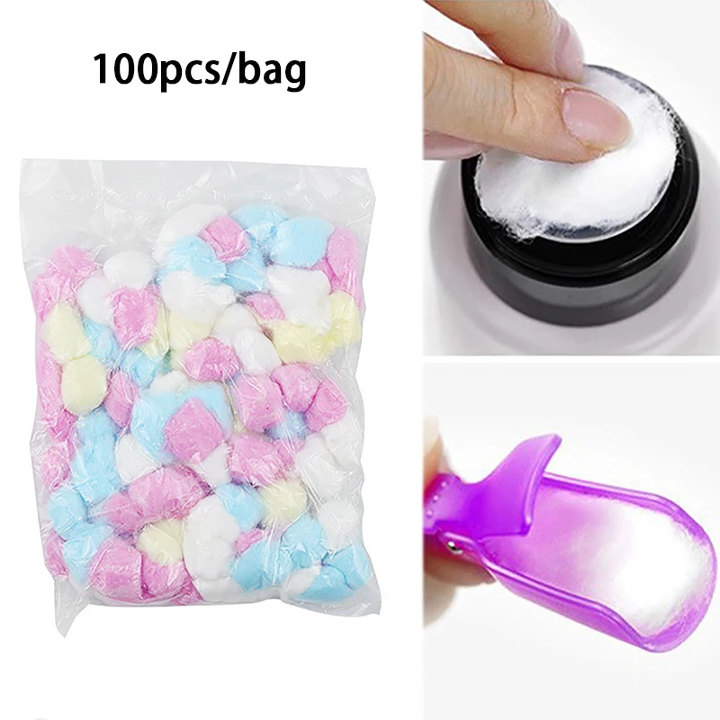 100Pcs Nail Polish Remover Cotton Wool Balls Cleaning Tool Face Make Up ...