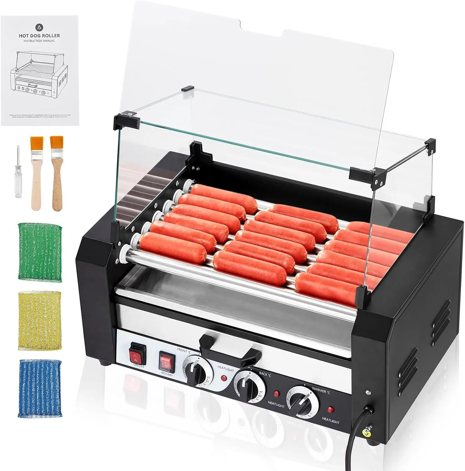 12-Hot Dog Roller Grill with Cover – Navs Crafty Kitchen