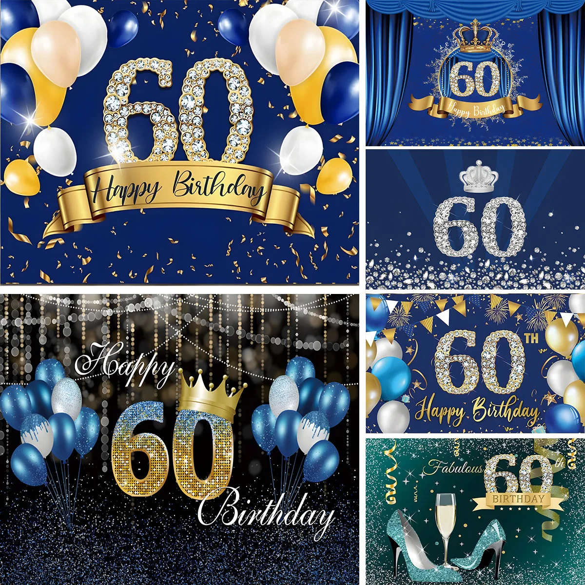 Black-Gold-60th-Backdrop-Woman-Man-60-Years-Happy-Birthday-Party-Sixty ...