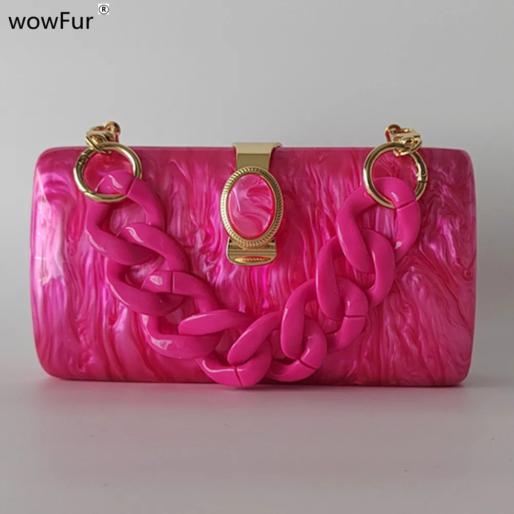 Brand Pearl Fuchsia Bolso Mujer Mini Acrylic Box Evening Bags Women ...