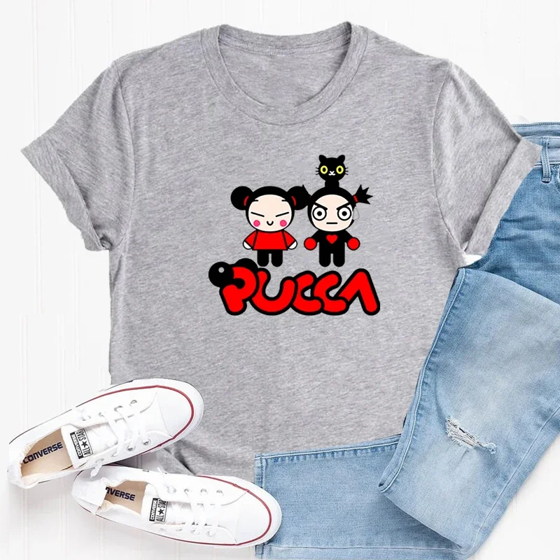 Pucca and Garu Cute Love Cat T Shirt Women Cotton Short Sleeve Print ...