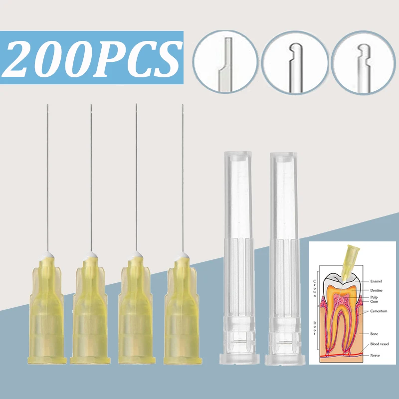 200pcs Dental Endo Irrigation Needle Tip Oral Hygiene End-Closed Side ...