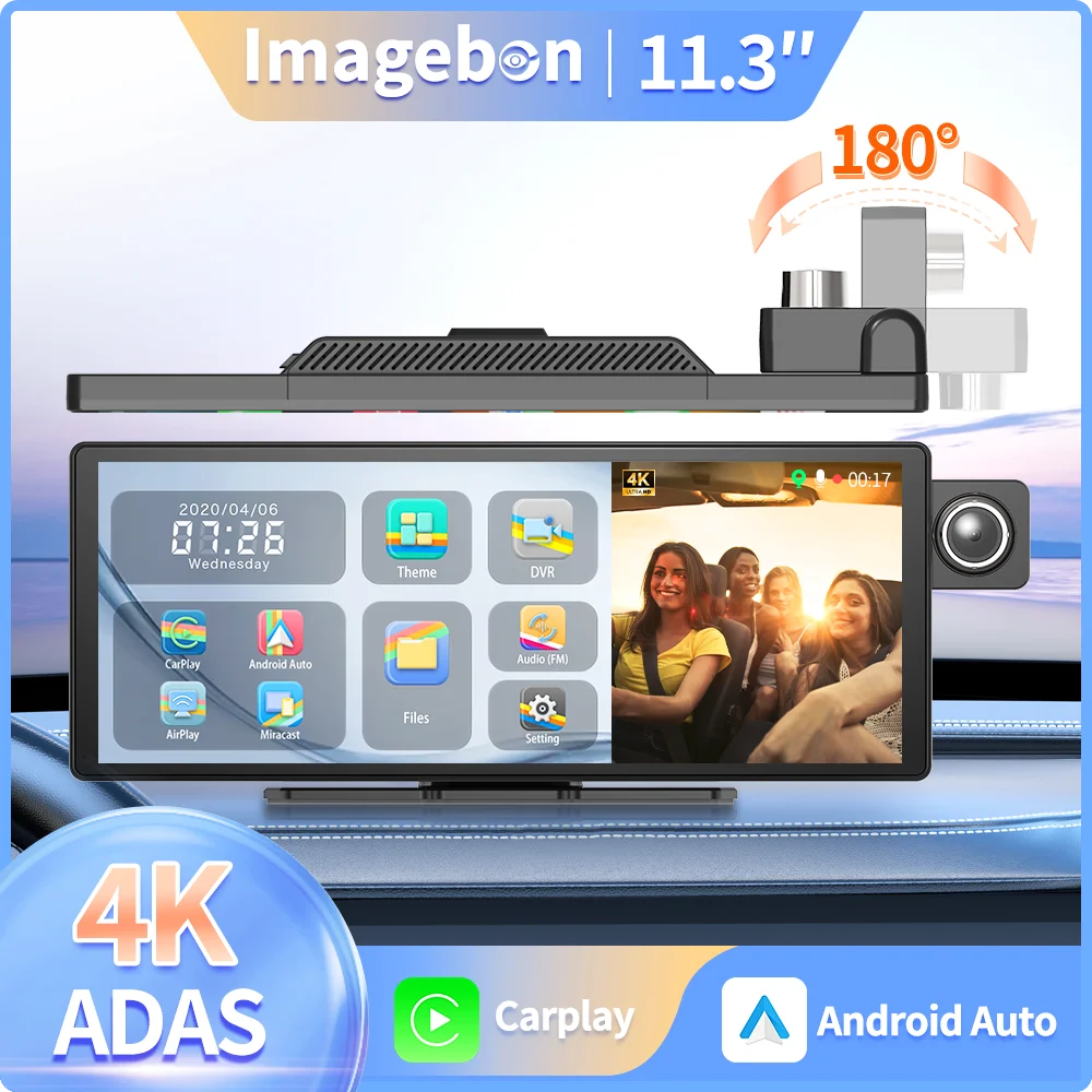 Imagebon-11-3-4K-ADAS-Rearview-Mirror-Camera-Wireless-CarPlay-Android-Auto-3-Channel-Recording ...