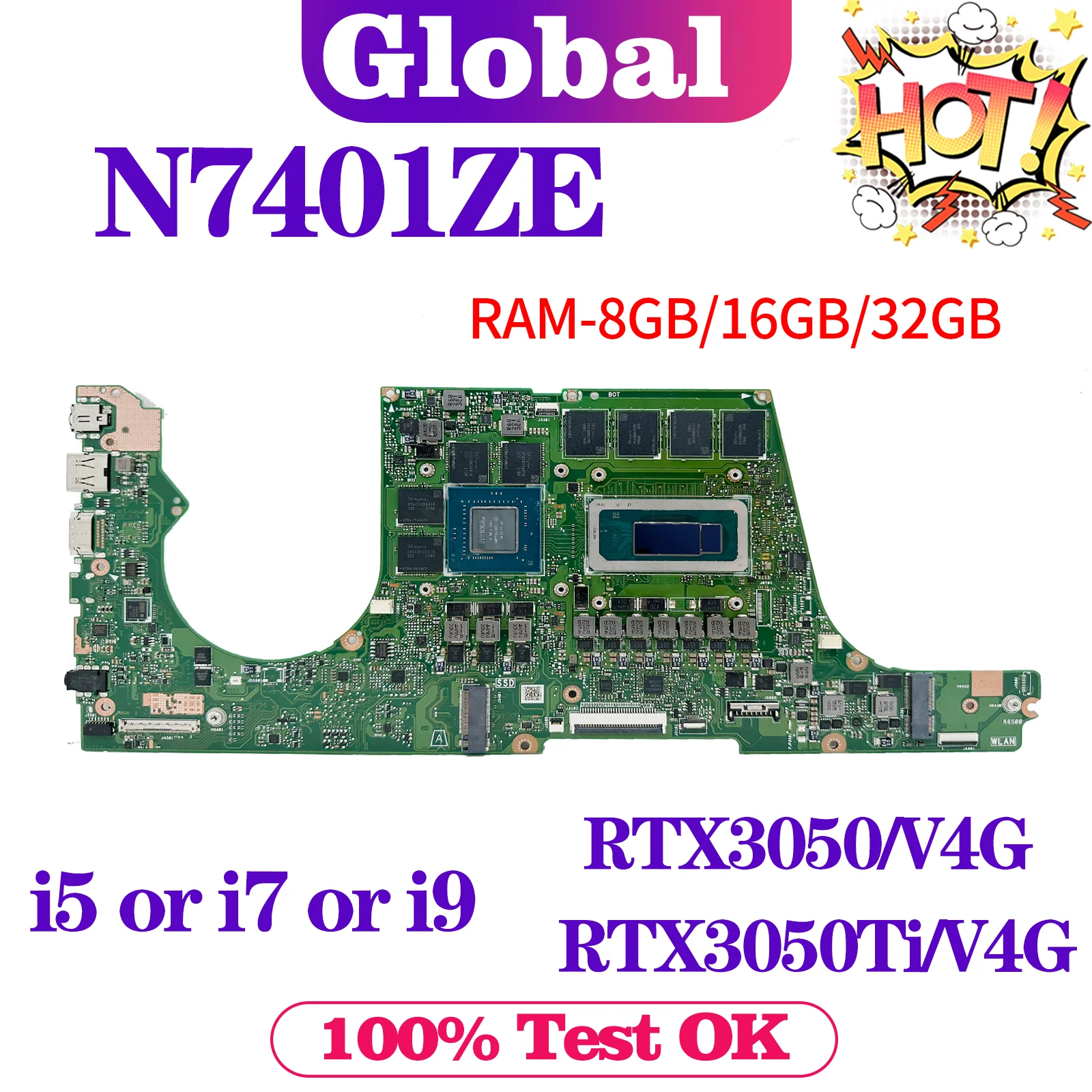 Placa base KEFU para ordenador portátil, placa base K6500ZC K6500ZE ...
