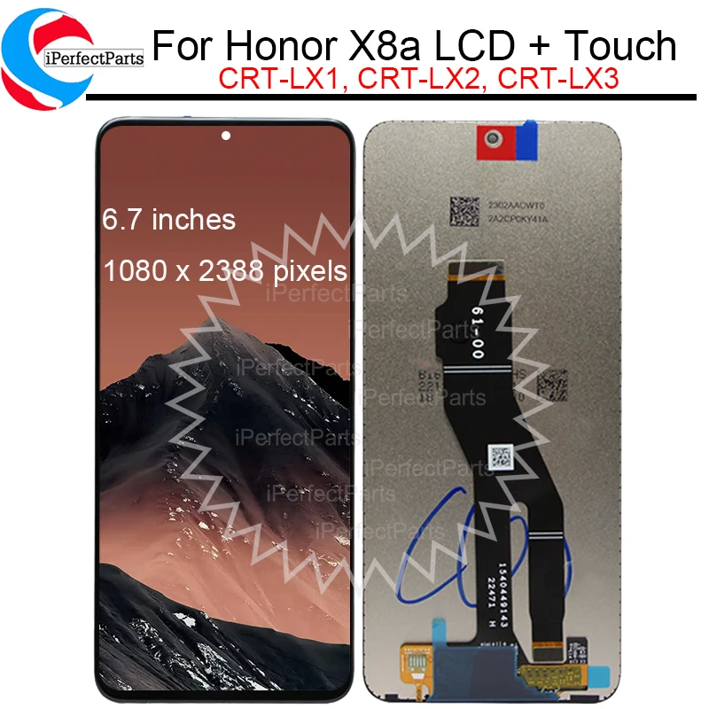6.7'' For Honor X8a LCD CRT-LX1, CRT-LX2, CRT-LX3 Display Screen Touch Panel Digitizer Pantalla ...