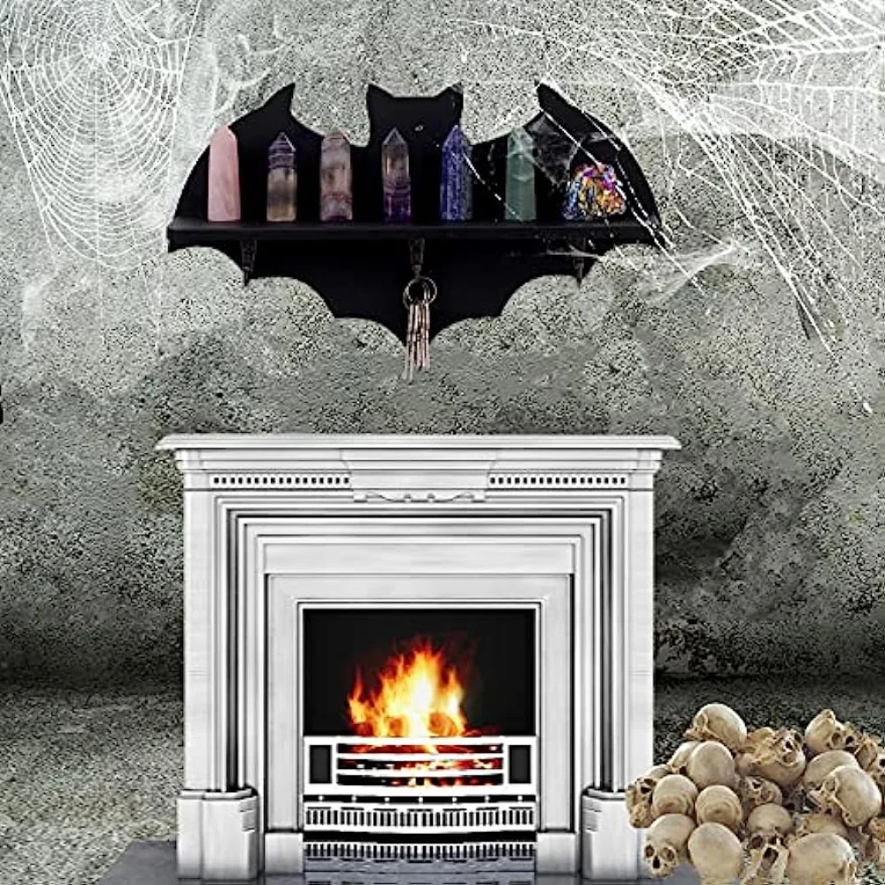 Crystal Shelf Spooky Floating Shelves Goth Decor Bat Shelf Black ...