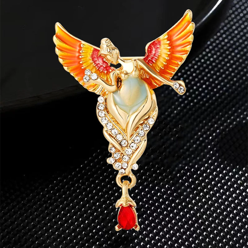 SHMIK Women Vintage Dazzl Angel Enamel Painting Badges Pins Elegant ...