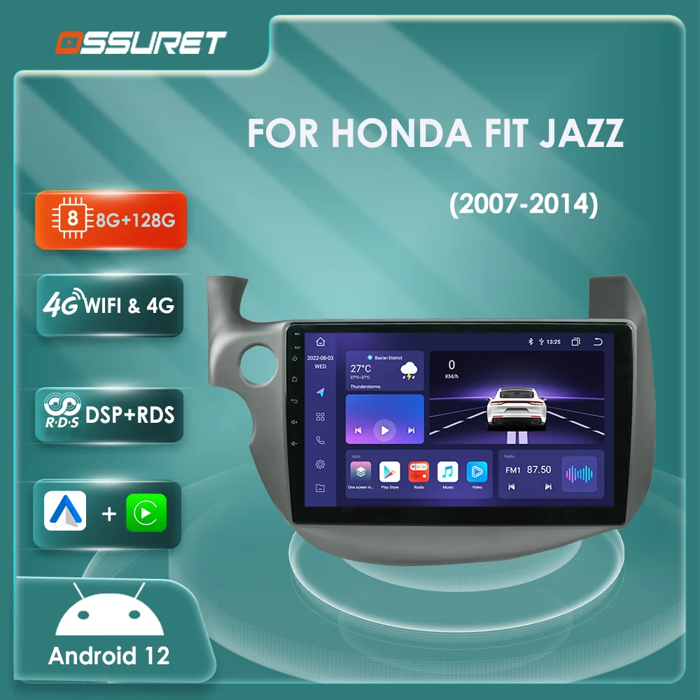 Car Radio Multimedia Video Player, Android 12, Navegação GPS, Stereo ...