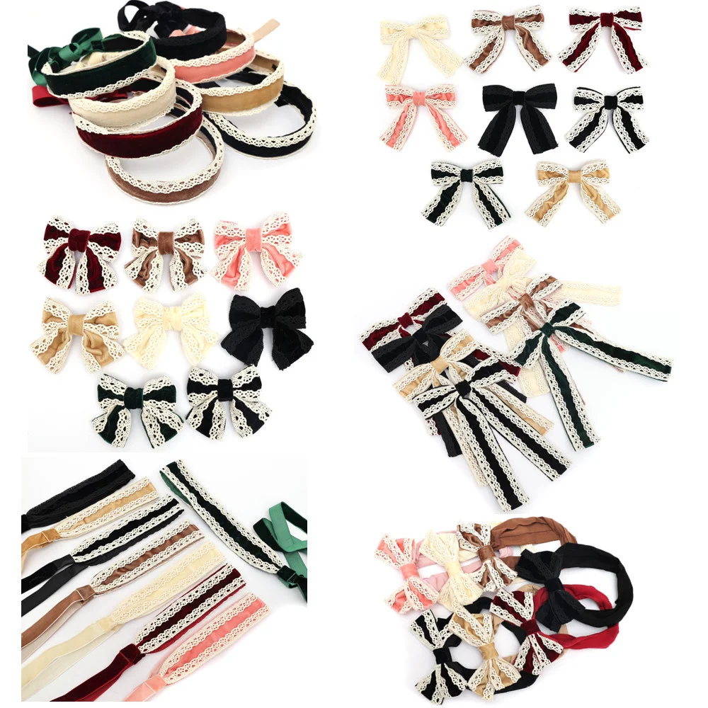 Flocking-Hair-headband-Cute-Hairpins-Girls-Plush-lace-bow-headband ...