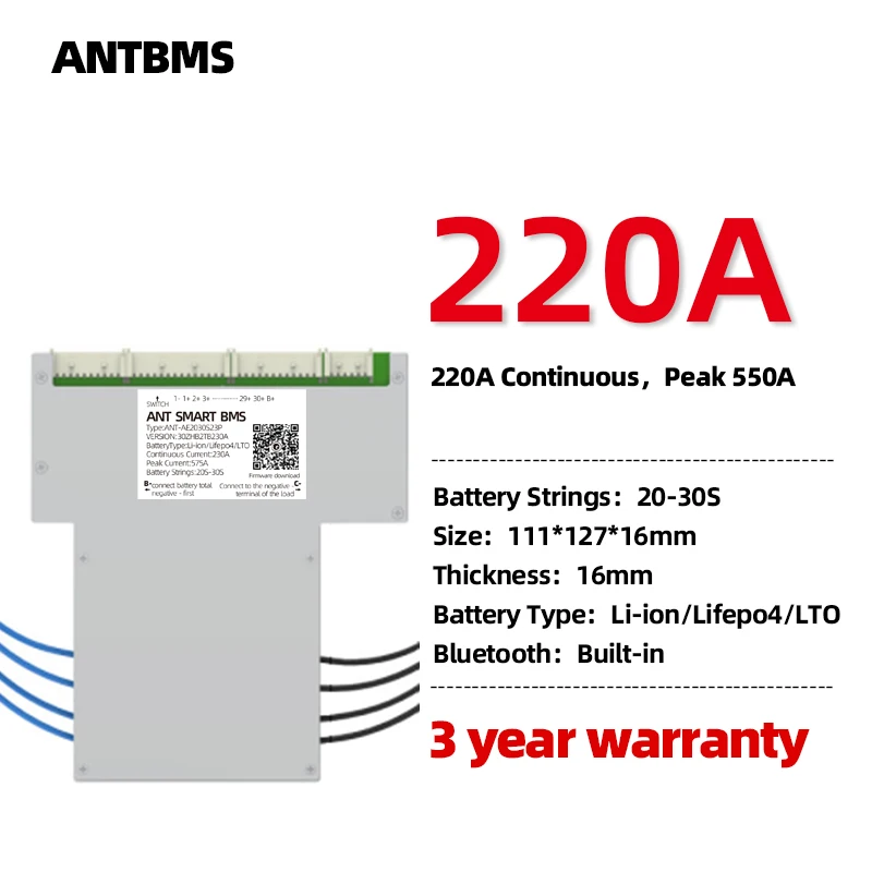 400a Continuous Bms ANT Smart BMS 21S-30S Lifepo4 Li-ion LTO Battery ...