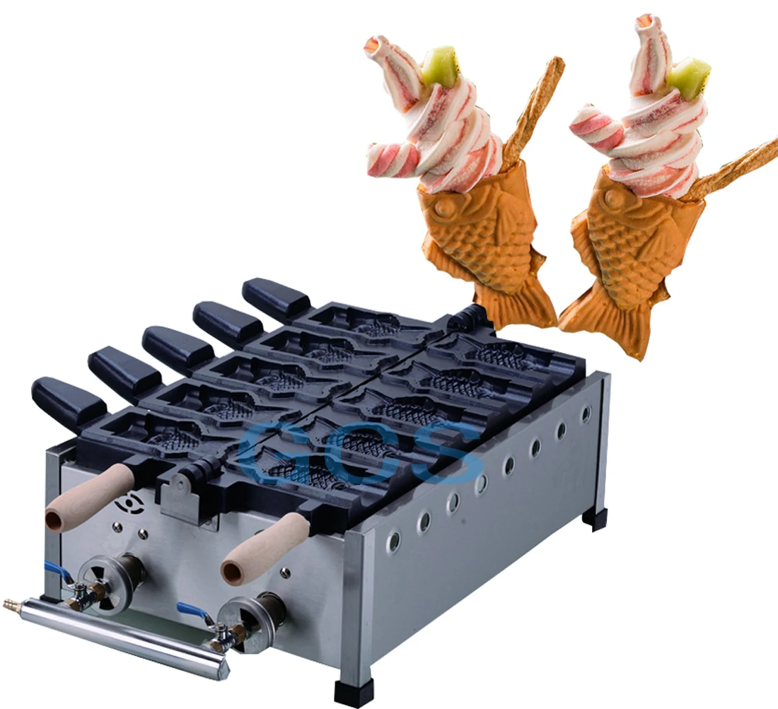 Gas-type-5-pcs-a-plate-Ice-cream-taiyaki-machine-open-mouth-fish-waffle ...