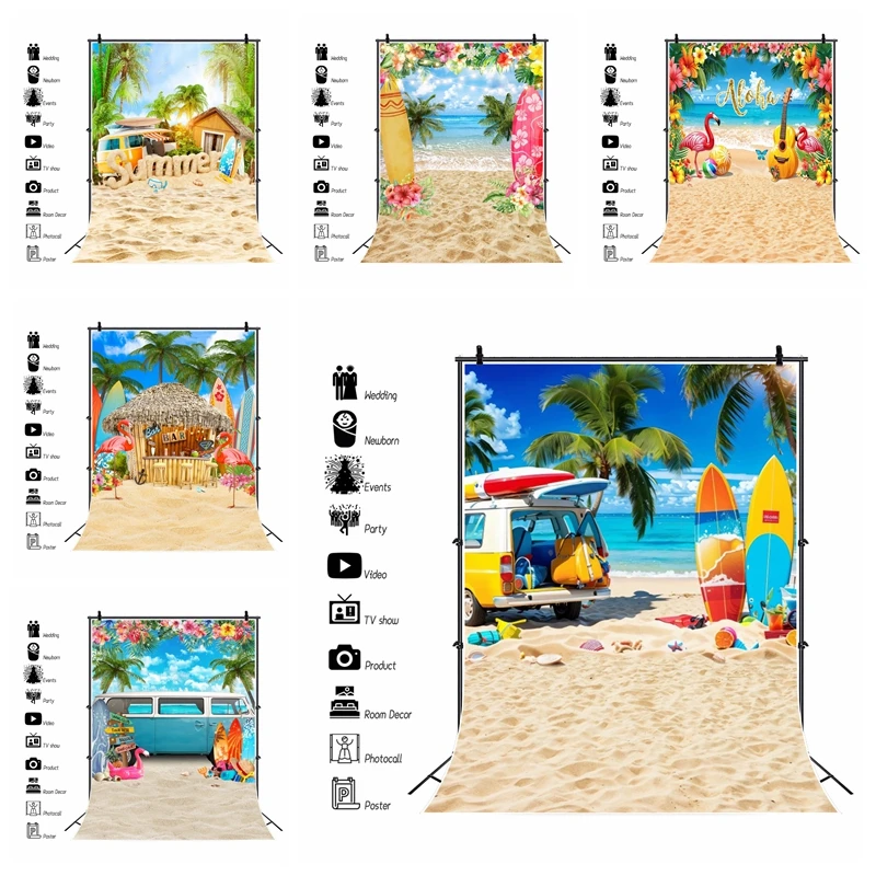 Summer Hawaii Beach Photography Backdrop Tropical Flowers Aloha ...
