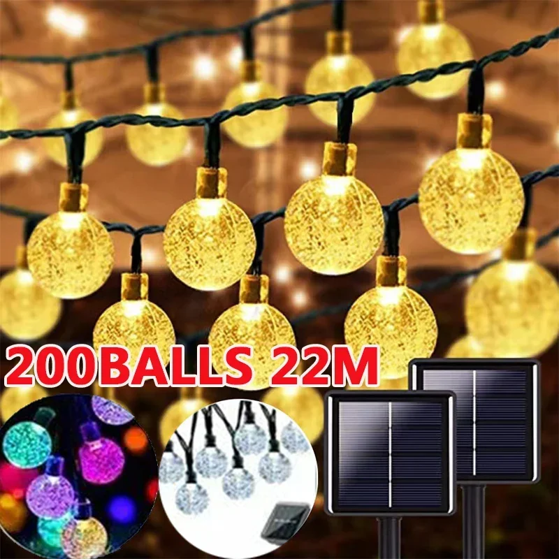 Solar-String-Lights-Outdoor-Crystal-Fairy-Light-Chritmas-Garland-8 ...