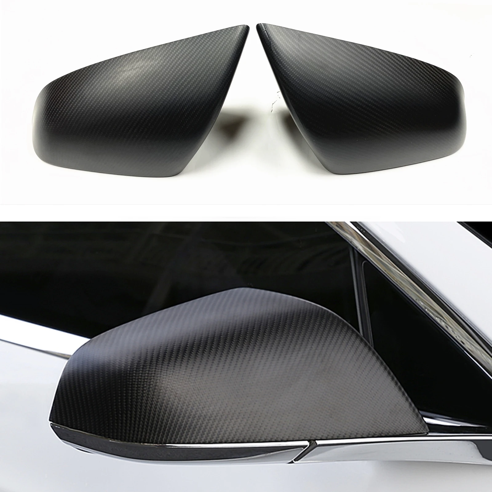 Matte-Carbon-Fiber-Car-Mirror-Cover-Exterior-Side-Rear-View-Case ...