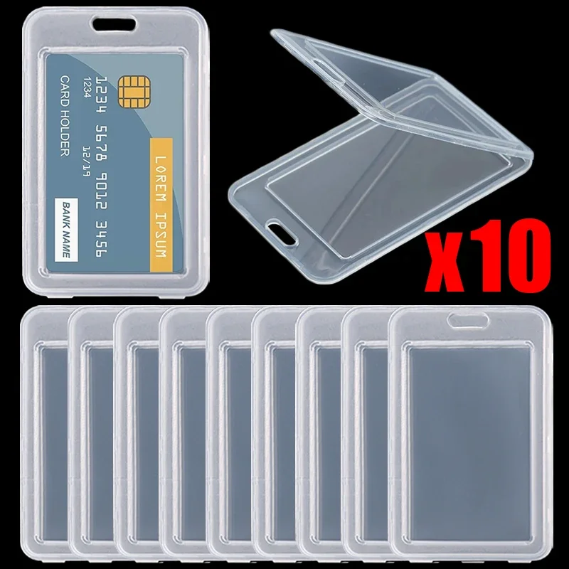 1-10Pcs-Waterproof-Transparent-Card-Cover-Rigid-Plastic-Bus-Card-Holder ...