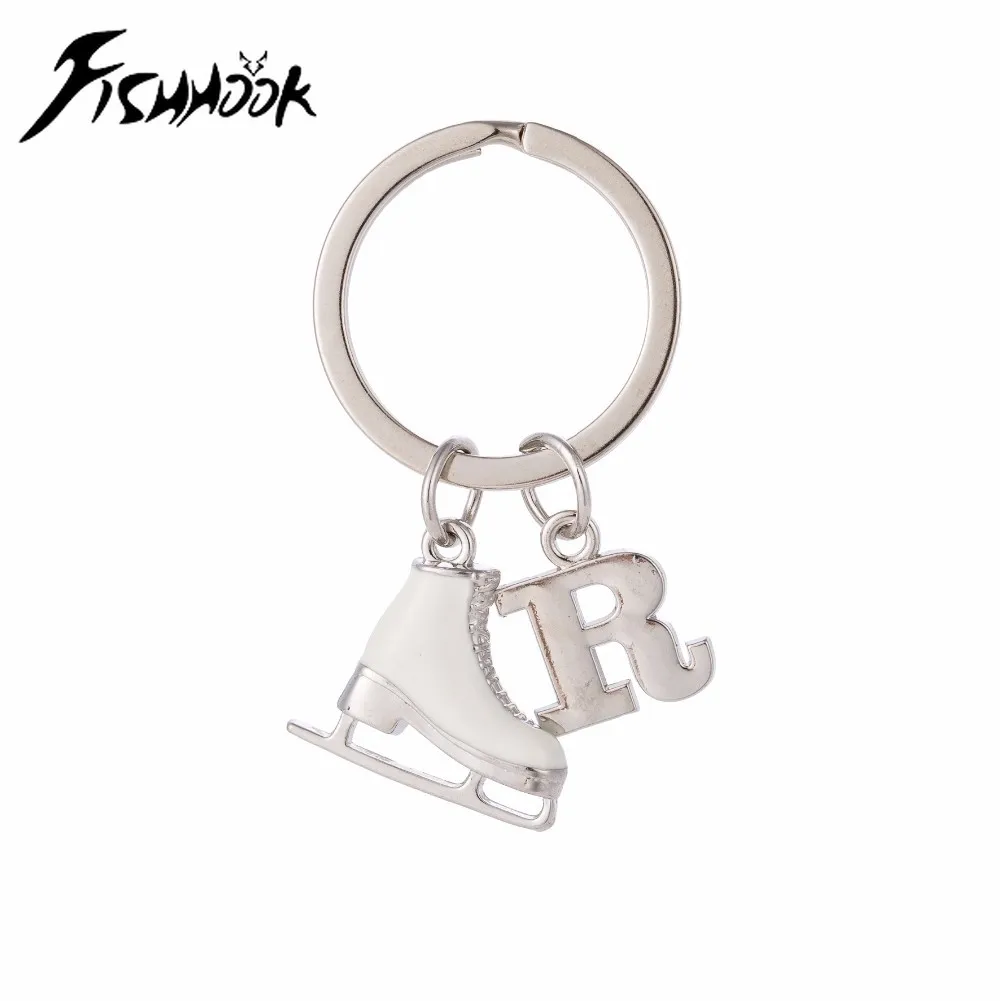 Enamel-Luxury-Keychain-Skate-Shoe-Initial-Key-Chain-Ring-White-Ice ...