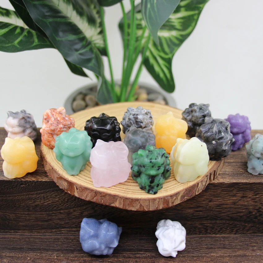 1.2" Mini Fox Statue Home Decor Carved Gemstone Healing Crystal Lovely ...