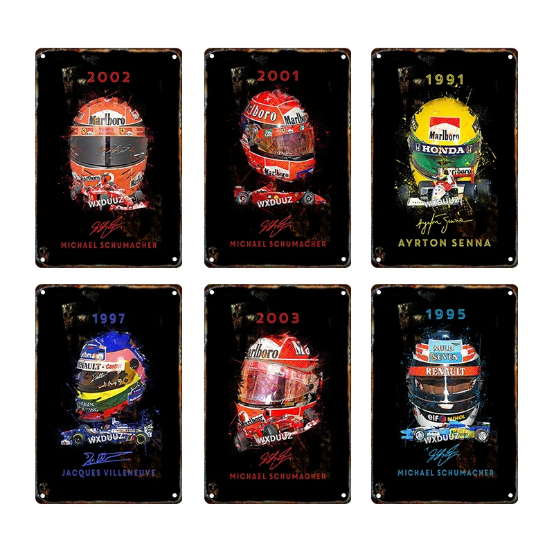 80s-F1-Racing-Helmet-F1-Racing-Aesthetic-Tin-Sign-Metal-Posters-Wall ...