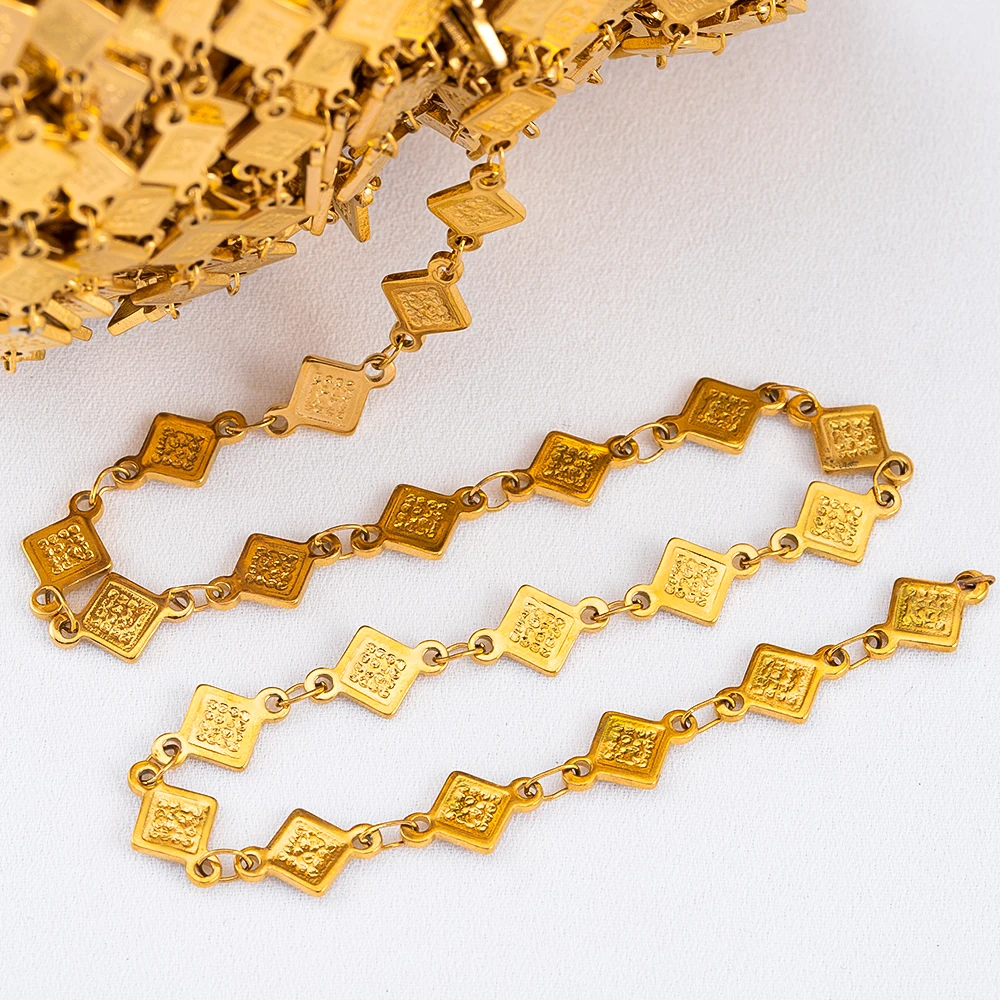 0.5M 1M Geometry Striped Square Necklace Chain Stainless Steel Circle ...