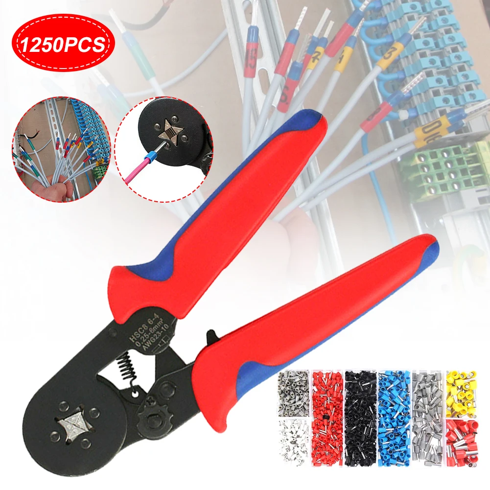 Ferrule Crimping Tool with 1250pcs Wire Ends 8 Size Insulated Terminals ...