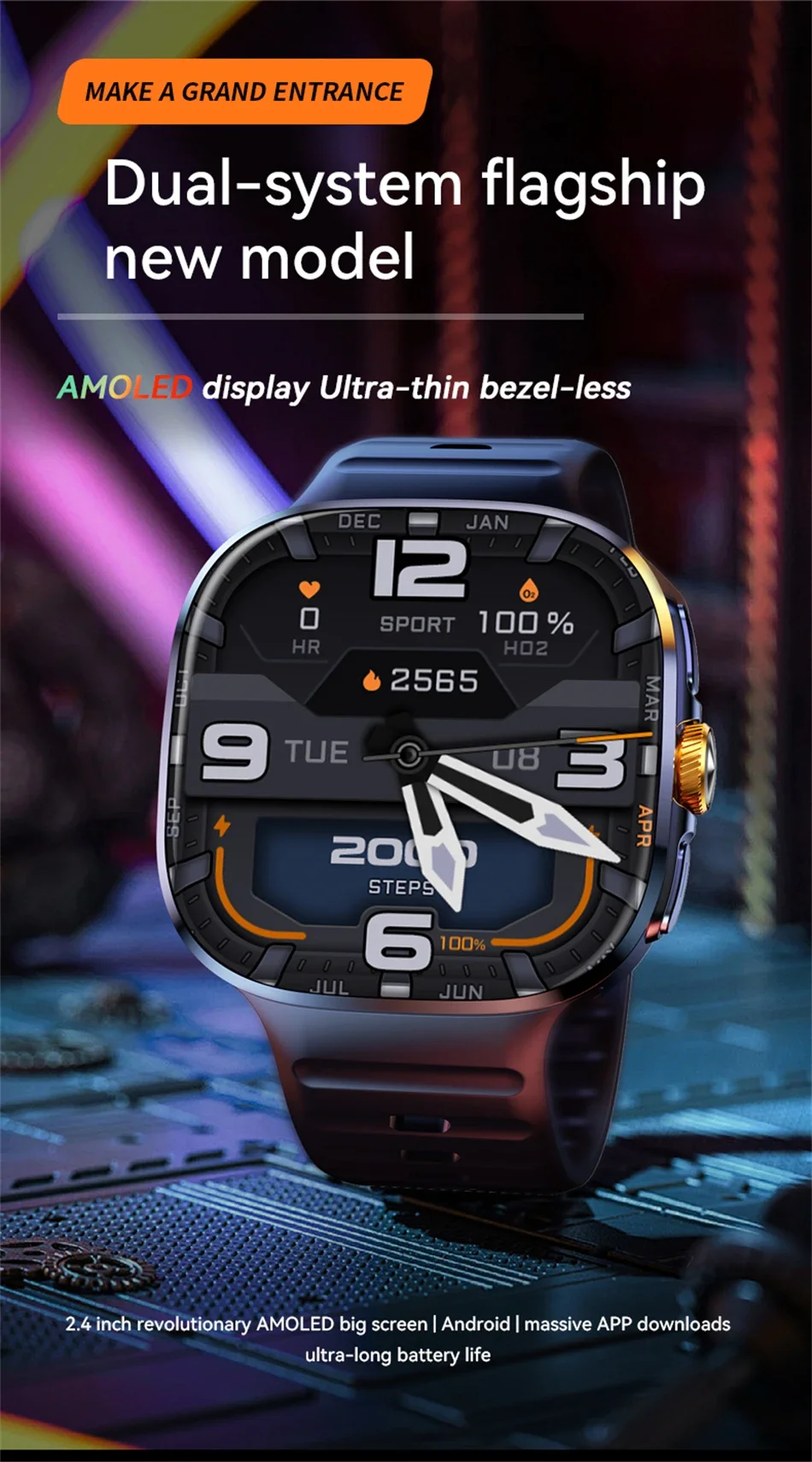 5G/4G Full Network Smart Watch WIFI GPS 2.40 inch AMOLED Screen 8GB ...