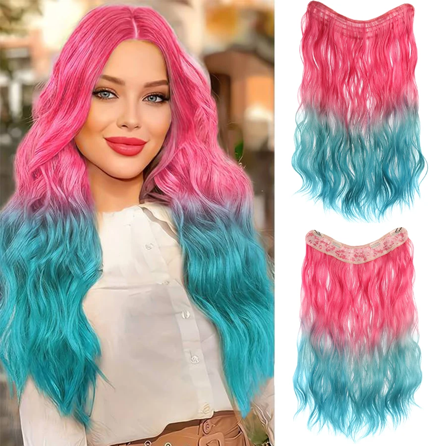 V-Shaped-Clip-in-Hair-Extensions-Ombre-Long-Wave-Heat-Resistant ...