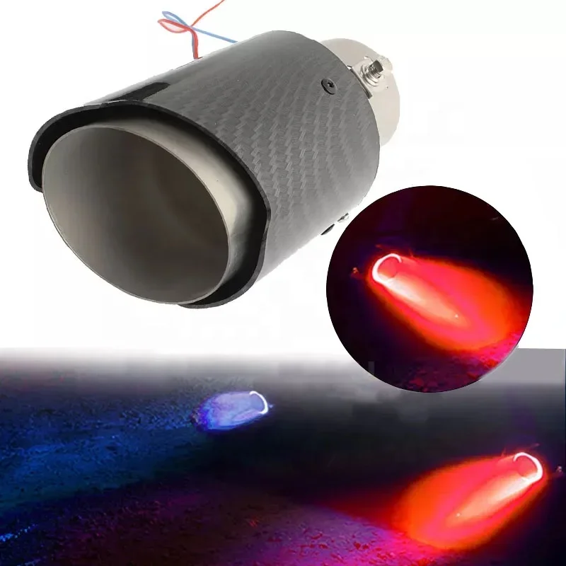 Universal-carbon-fiber-Refit-Outlet-Straight-Throat-flames-silencer-Red ...