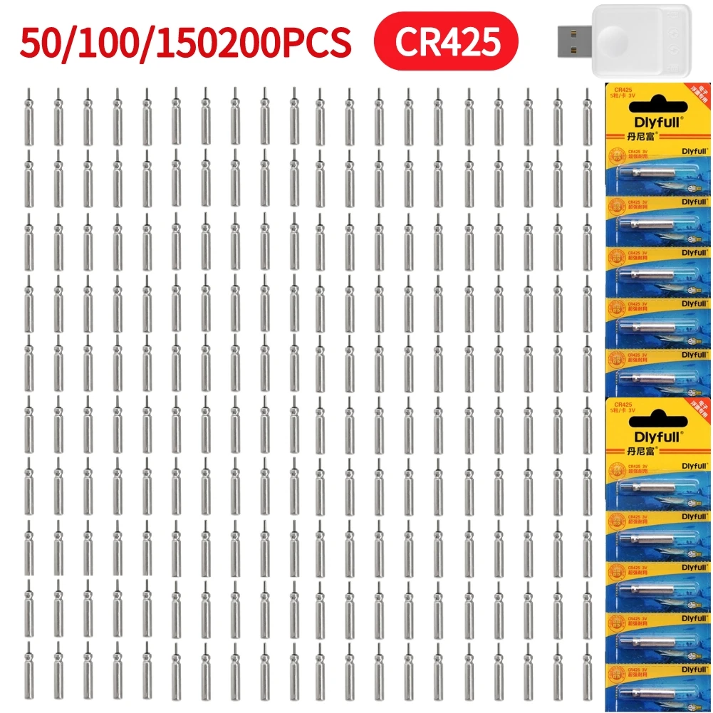 50-200PCS-Fishing-Floats-Luminous-Electric-Battery-CR425-Battery ...