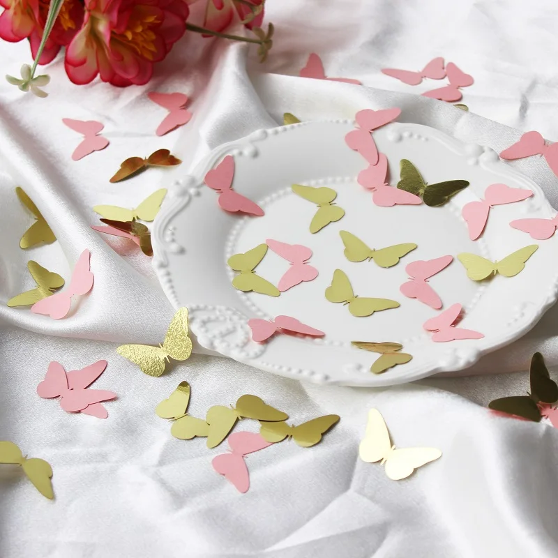 100-Pcs-Gold-and-Pink-Butterfly-Table-Paper-Confetti-for-Baby-Shower ...