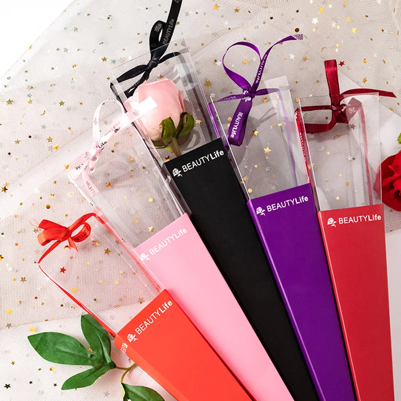 9 Colors Empty Triangular Cone Shaped Transparent Upper Single Bouquet ...