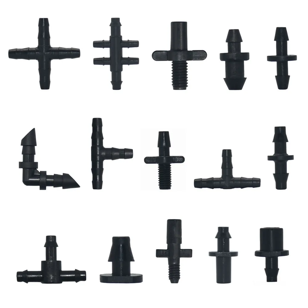 25pcs 1/4'' 1/8'' Plastic Hose Connector Joint Barbed Tees Cross Eng Plug Fitting For Garden ...