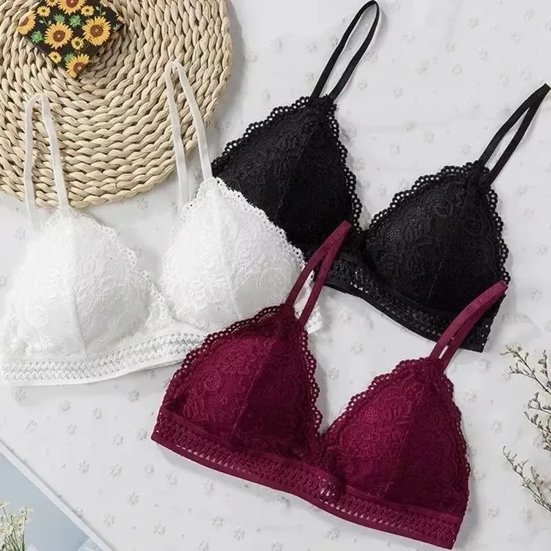 Embroidery Hollow Bra Women Sexy Lace Floral Push Up Underwear Seamless ...