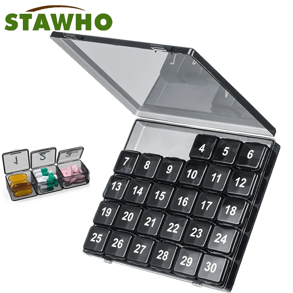 Pill Organizer Once a Day,30 Day Pill Organizer Box,Large Compartments ...