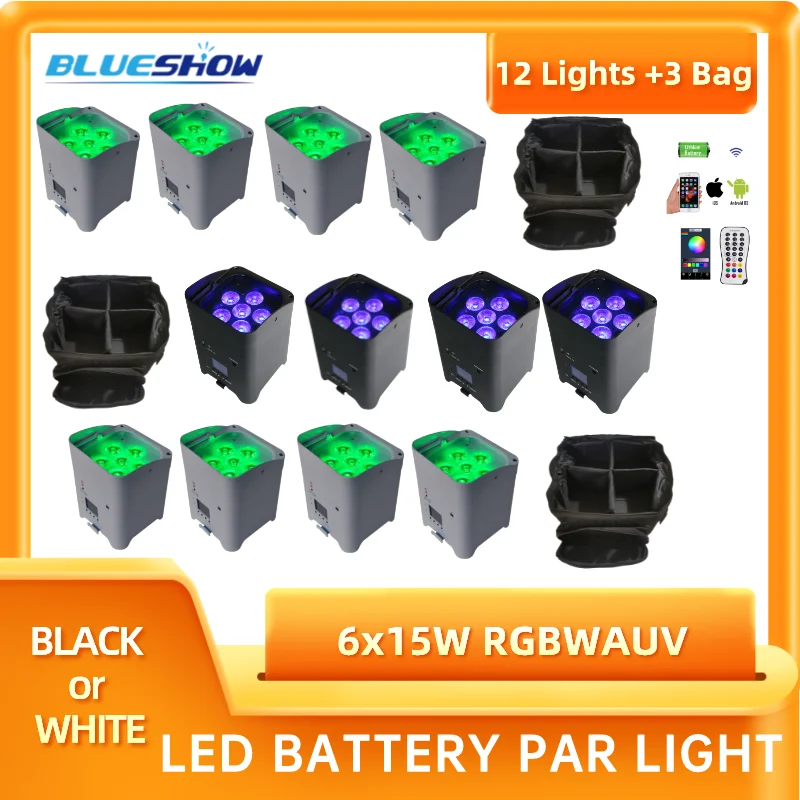 4-12pcs-Wireless-LED-Battery-Par-Light-with-Flightcase-Option-6x18W ...