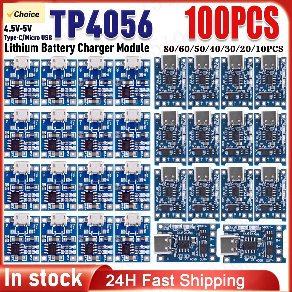 100-1PCS-TP4056-Lithium-Battery-Charger-Module-4-5V-5V-for-Lithium ...