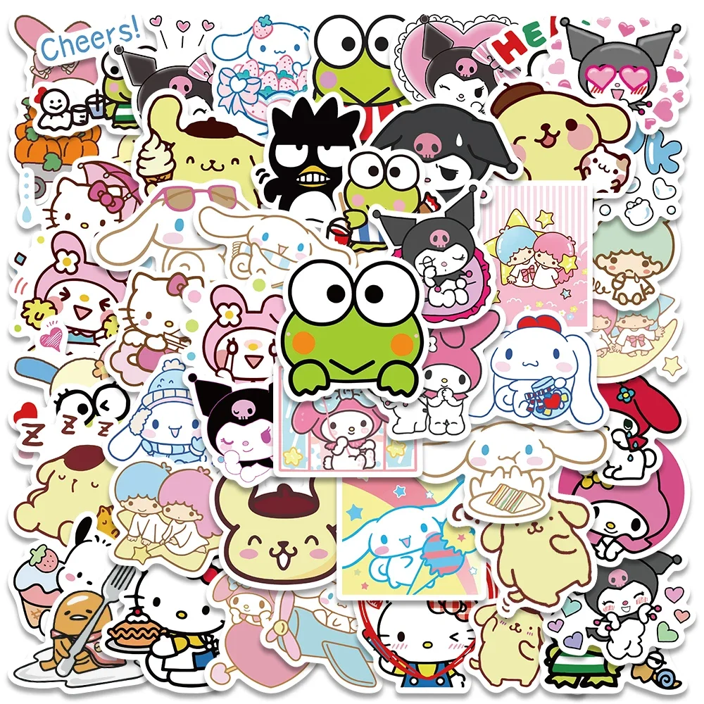 Kawaii-Mixed-Cute-Sanrio-Stickers-Cinnamoroll-HelloKitty-Kuromi-Decals ...