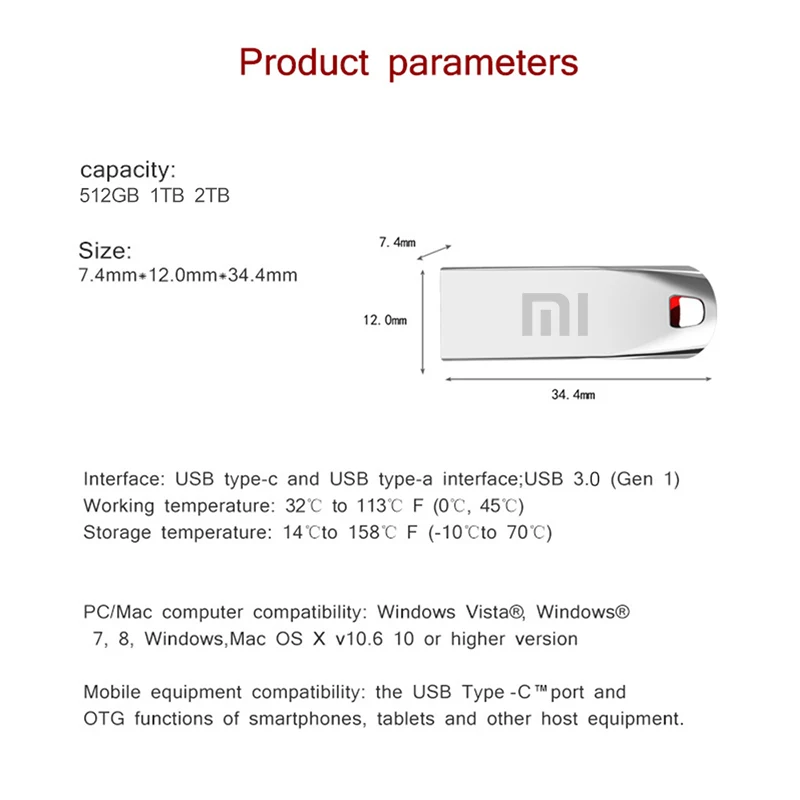 Xiaomi Usb 3.0 Flash Drives 2TB High Speed Pendrive Portable SSD 1TB U ...
