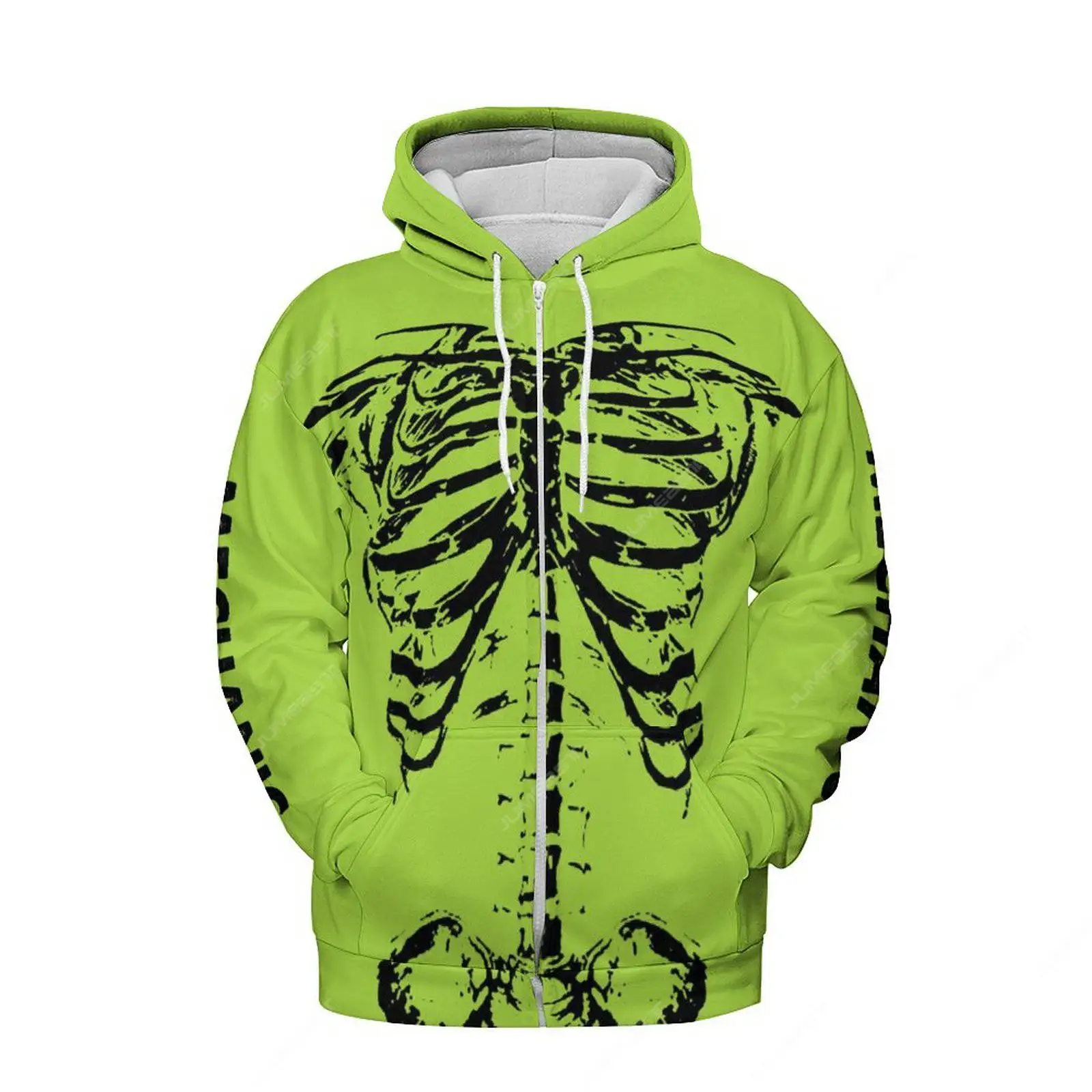 Jumeast-Neon-Green-Mechanical-Skeleton-Men-Zipper-Hoodies-Dark-Academia ...