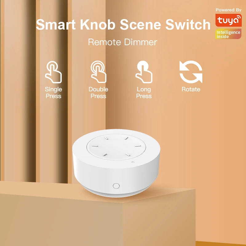 Tuya Mini Smart Knob Switch DIY Wireless Scene Button Rotatable Dimmer Switch ZigBee Home ...
