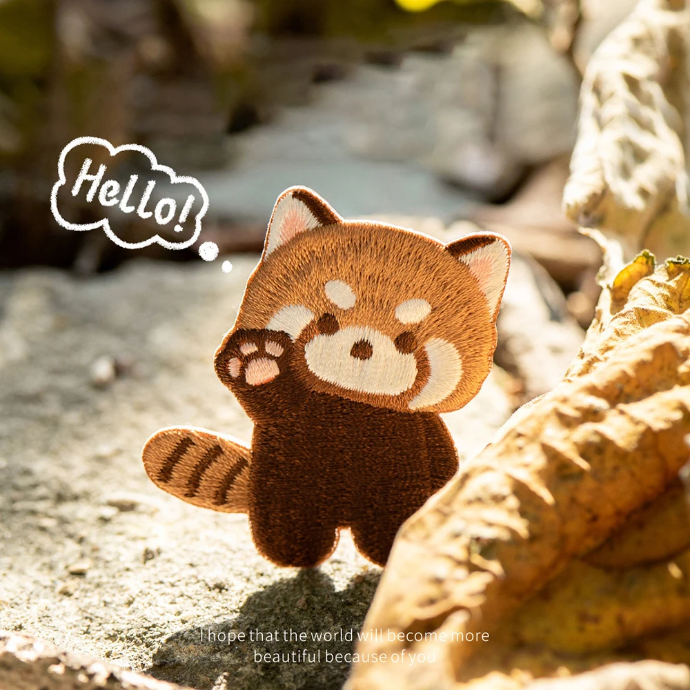 Cute Red Panda Embroideried Patches for Girls Bag Iron On Patches Small Glue Sticker for Kids ...