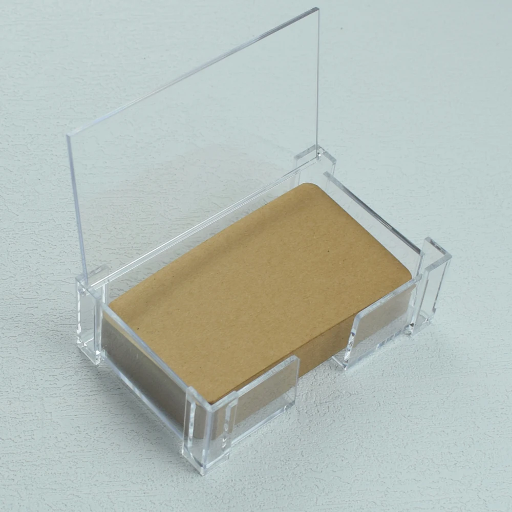 Transparent Acrylic Desktop Business Card Holder with Flip Lid Clear ...