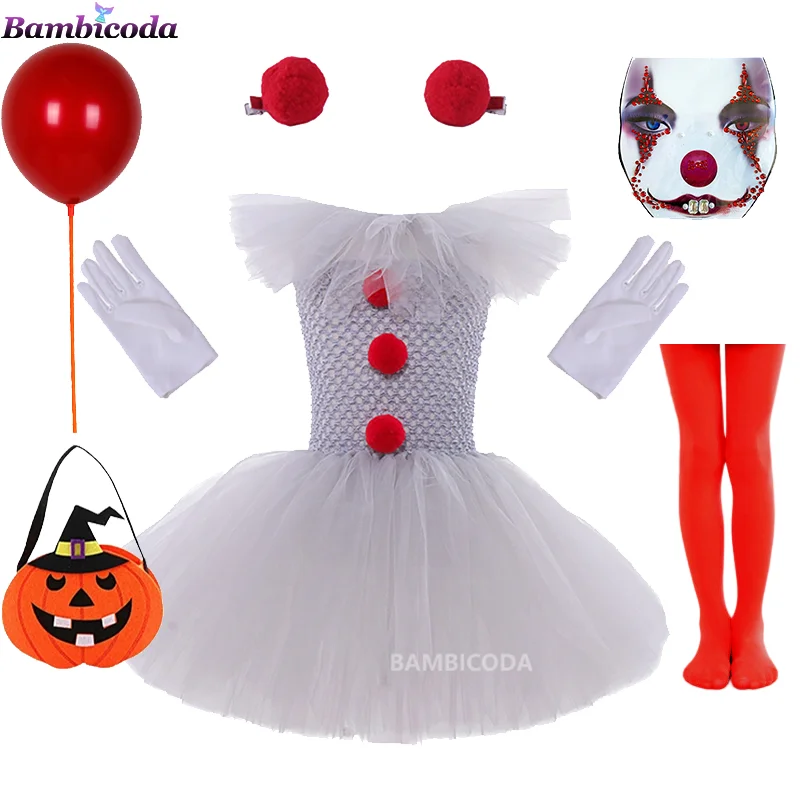 Gray-Joker-Girls-Halloween-Costume-Tutu-Dress-Creepy-Clown-Kids ...