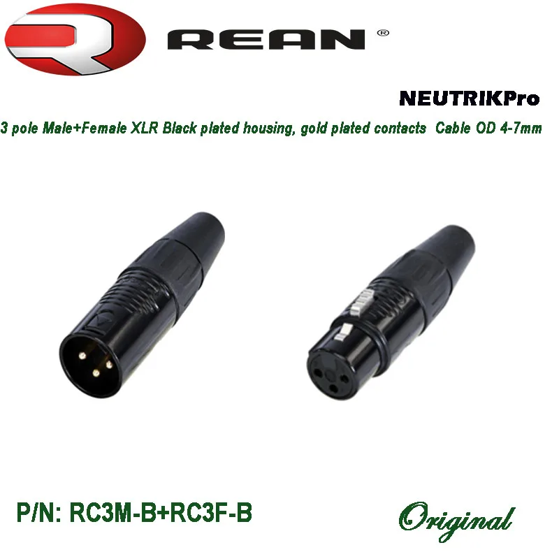 NEUTRIK's REAN GOLD-plated 3PIN XLR plug RC3M-B and RC3F-B male and ...