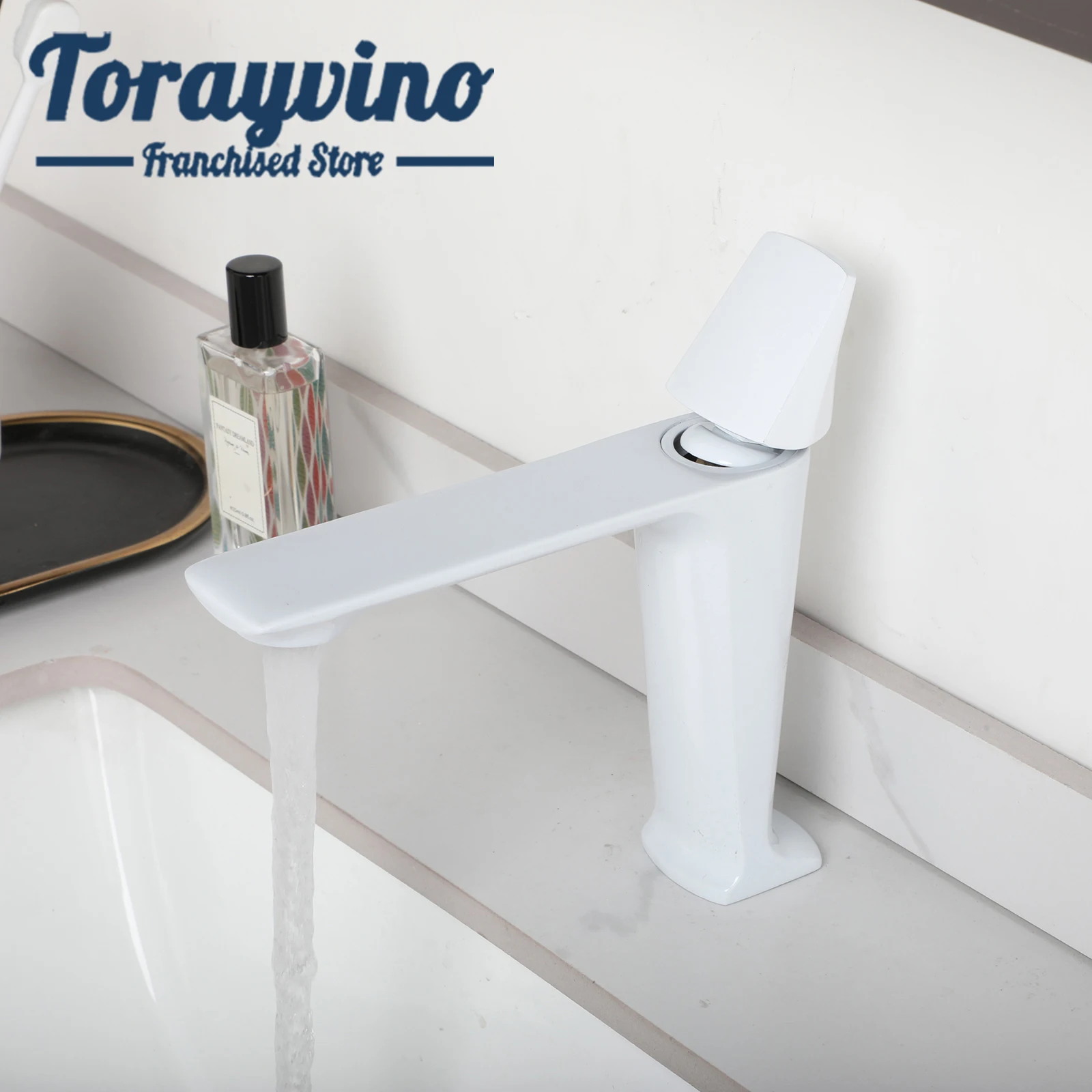 Torayvino-White-Paint-Steam-Spout-Bathroom-Basin-Faucet-Wash-Deck ...