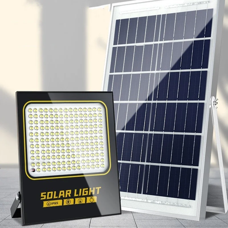 100w 200w 야외 Led 태양 스포트라이트 태양 정원 조명 방수 태양 전지 패널 방수 태양 전원 홍수 벽 램프 태양광